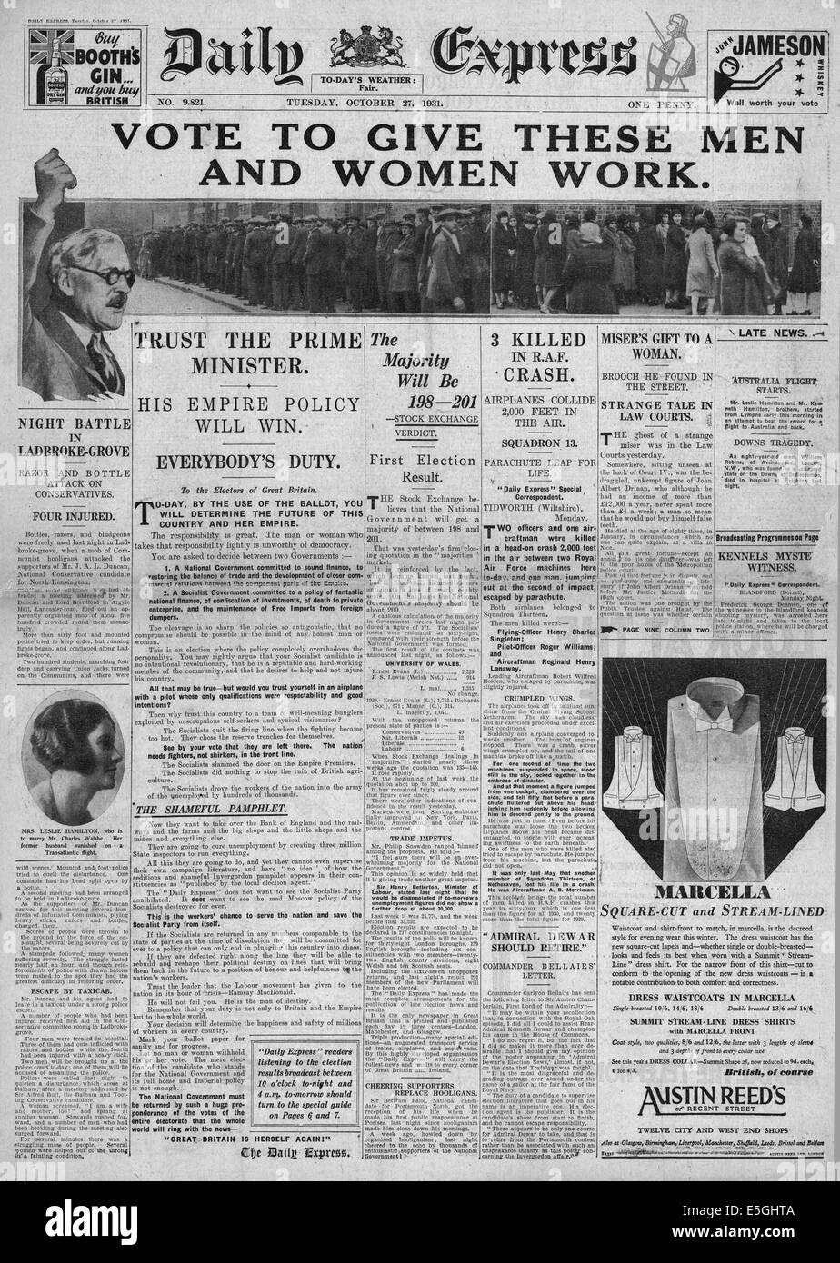 The front page 1931 hi-res stock photography and images - Alamy