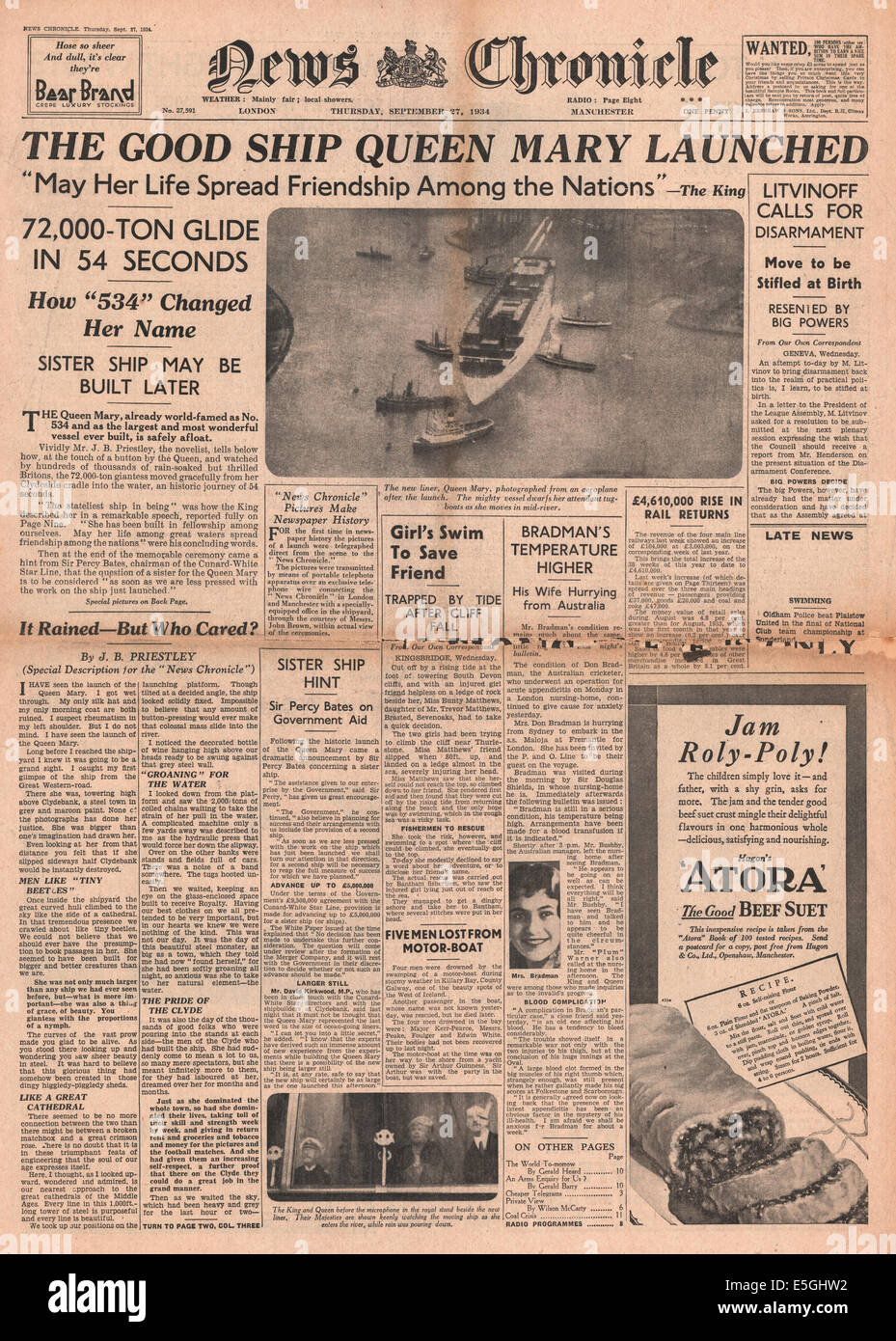 White star line newspaper hi-res stock photography and images - Alamy