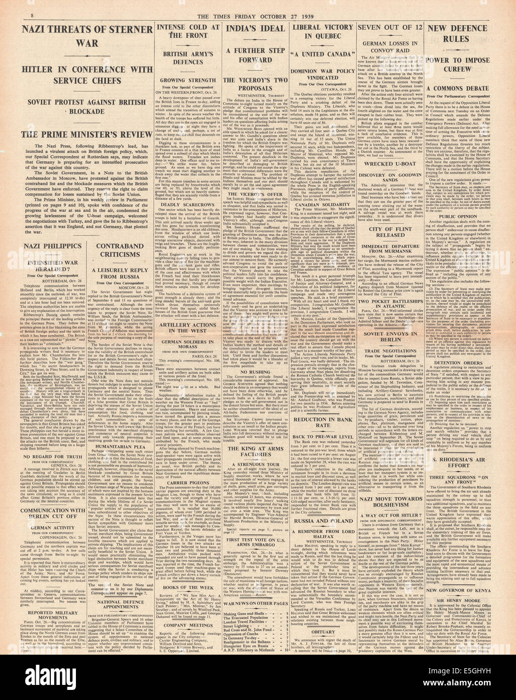 1939 world war two world war 2 newspaper headline hi-res stock ...
