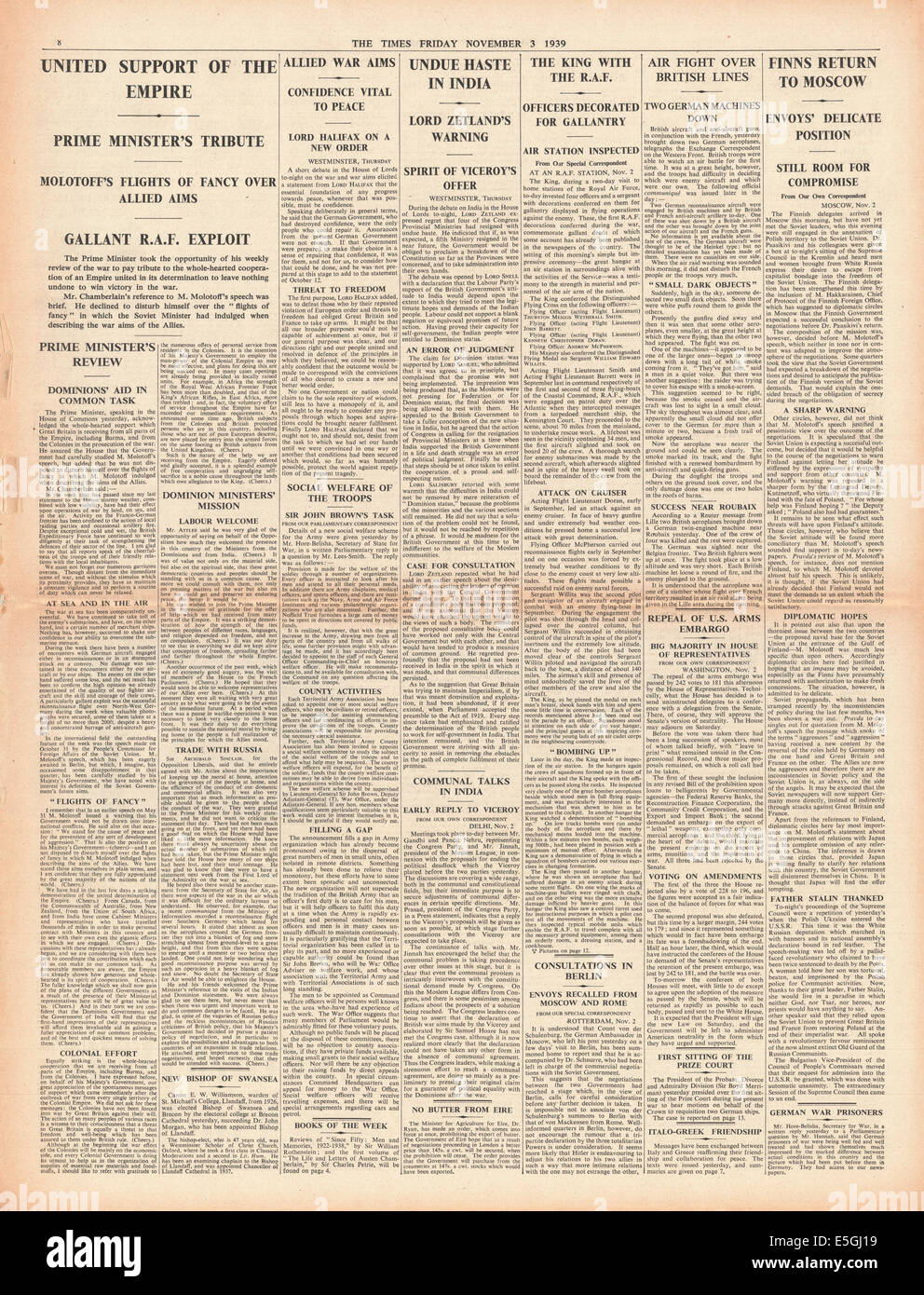 1939 world war two world war 2 newspaper headline hi-res stock ...