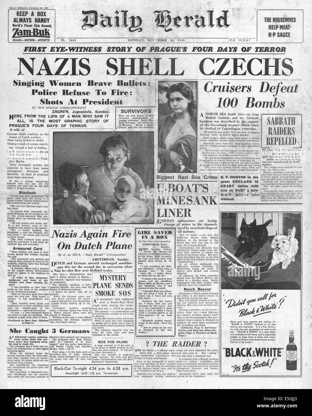 1939 Daily Herald front page reporting Violence between Nazis and ...