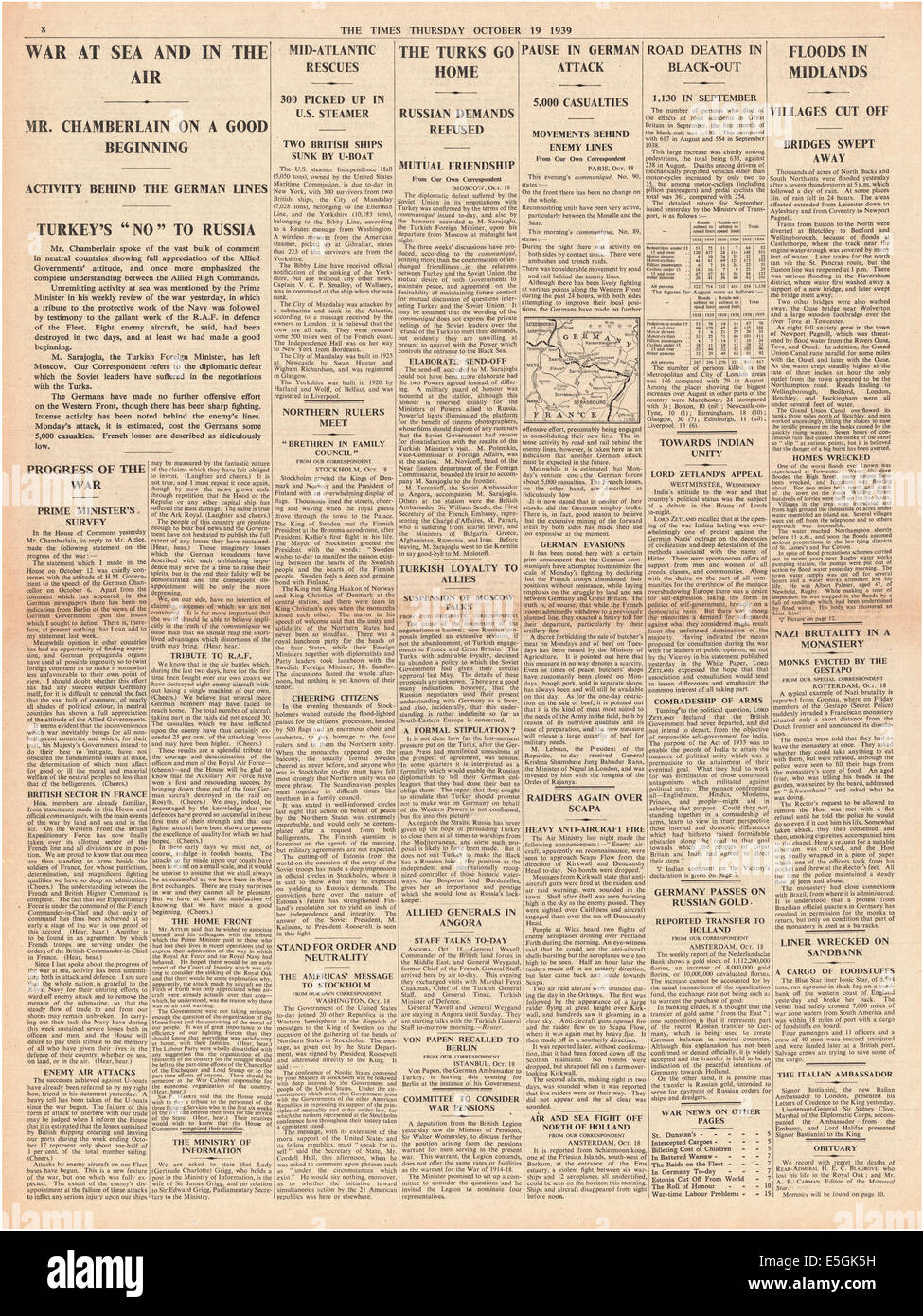 1939 world war two world war 2 newspaper headline hi-res stock ...