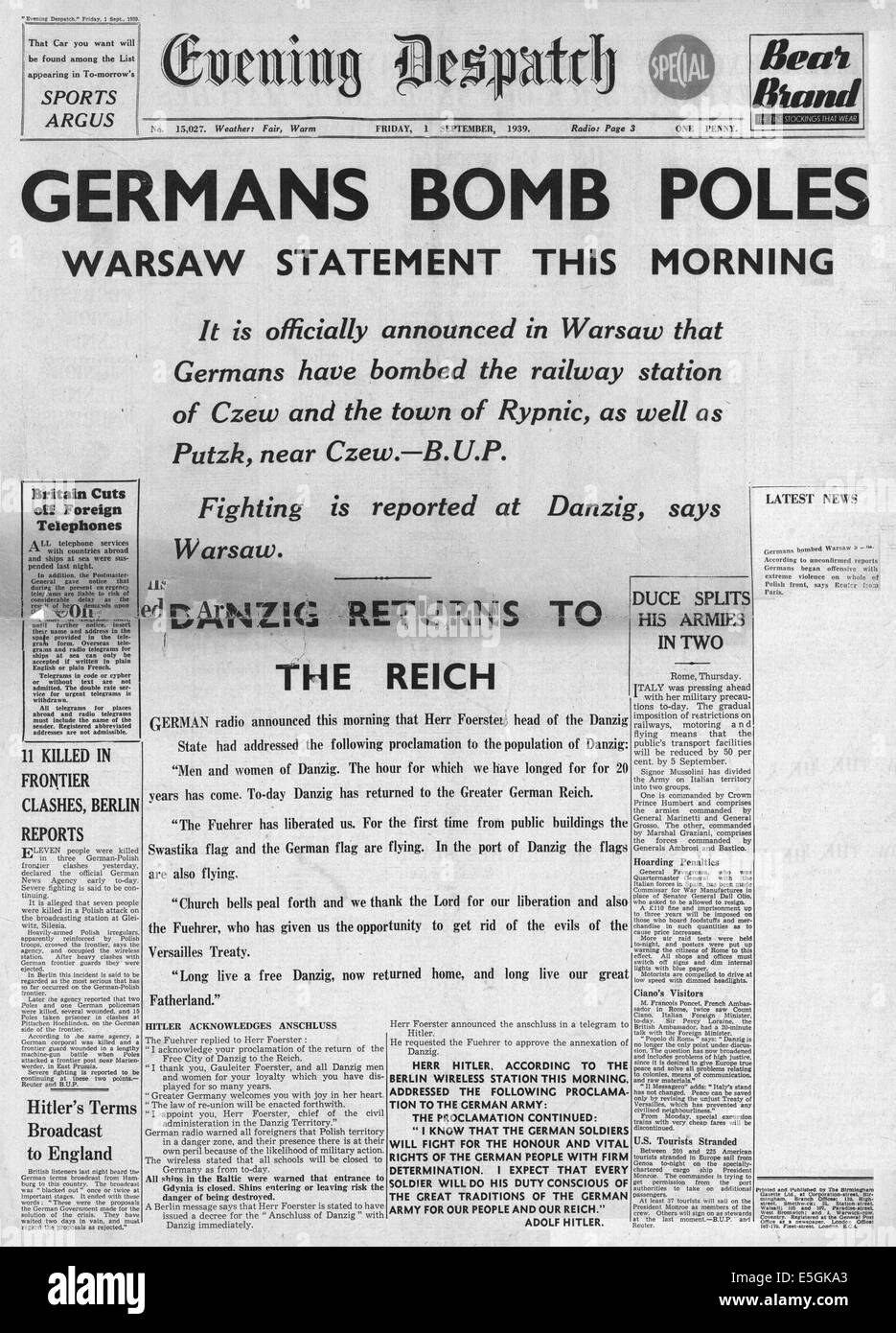 World war two germany invades poland hi-res stock photography and ...