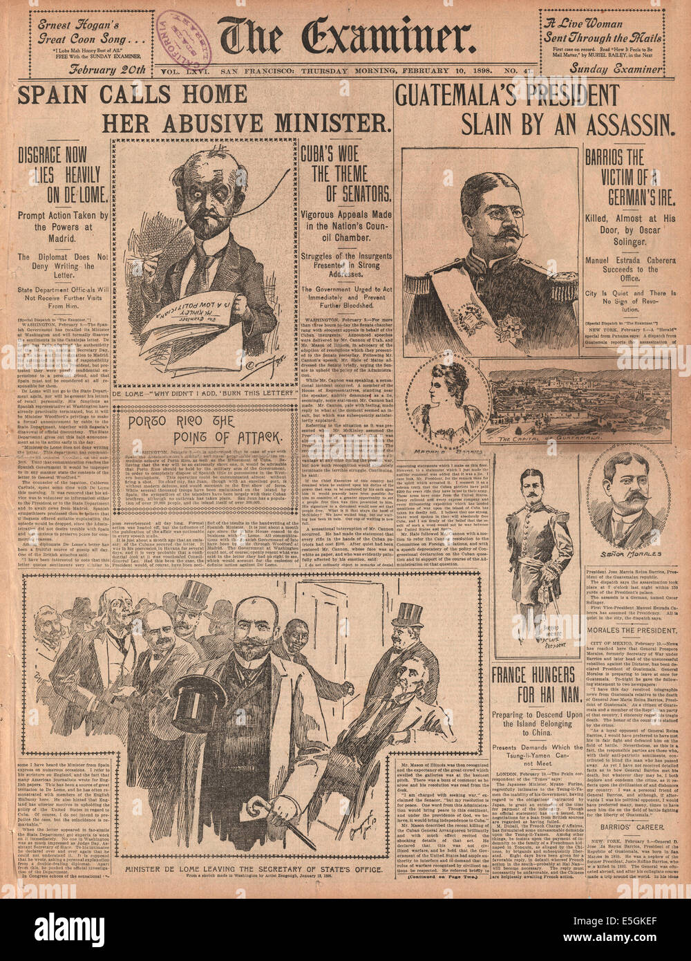 1898 The Examiner (USA) front page reporting the Assassination of ...