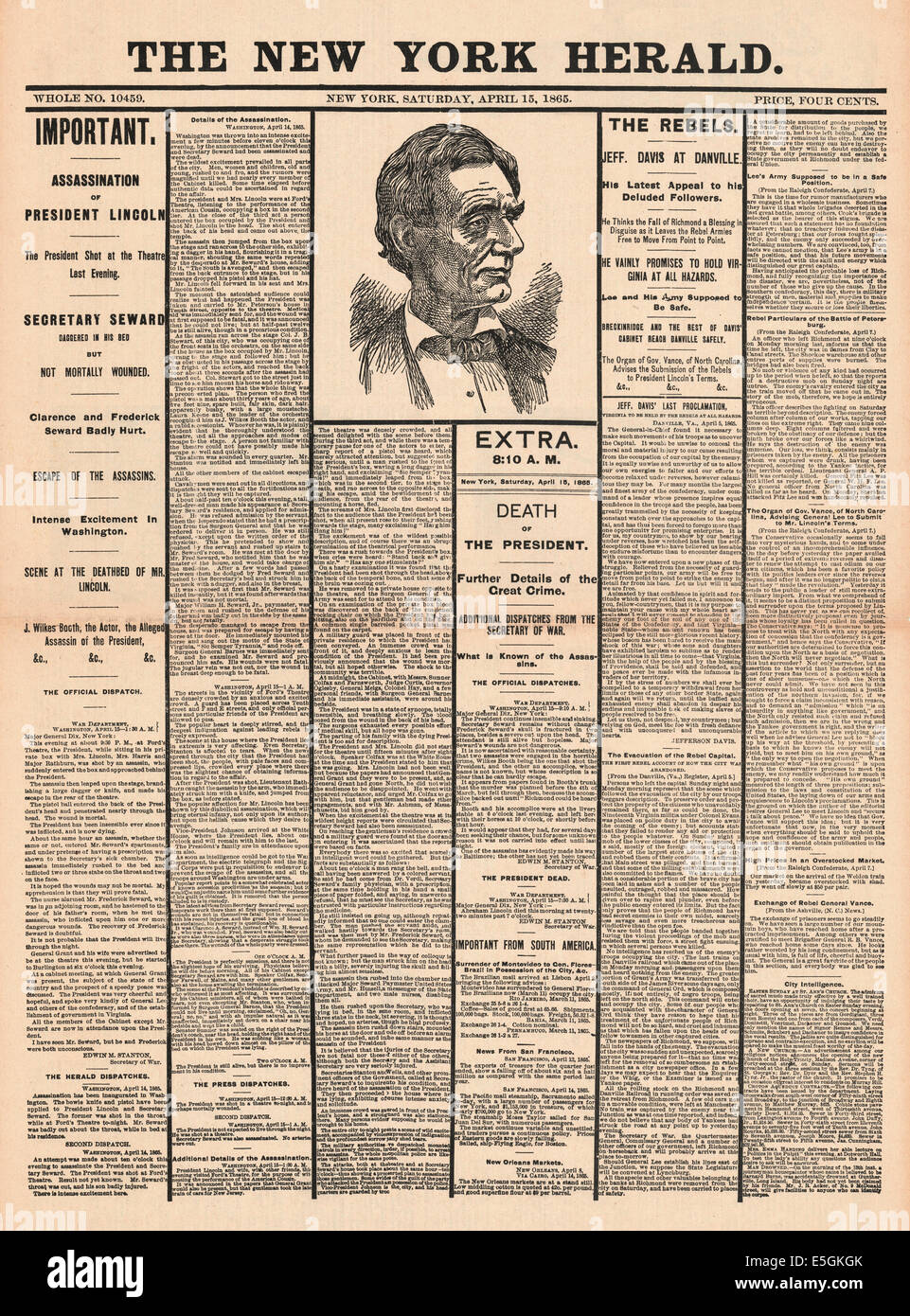 Abraham Lincoln Assassination Newspaper
