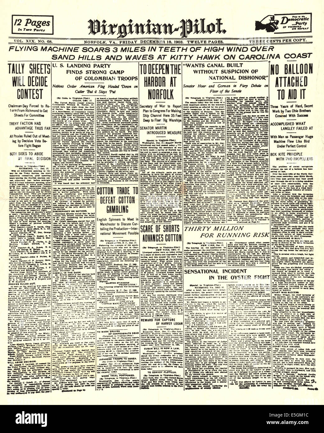 Wright Brothers First Flight 1903 Stock Photos & Wright Brothers First ...