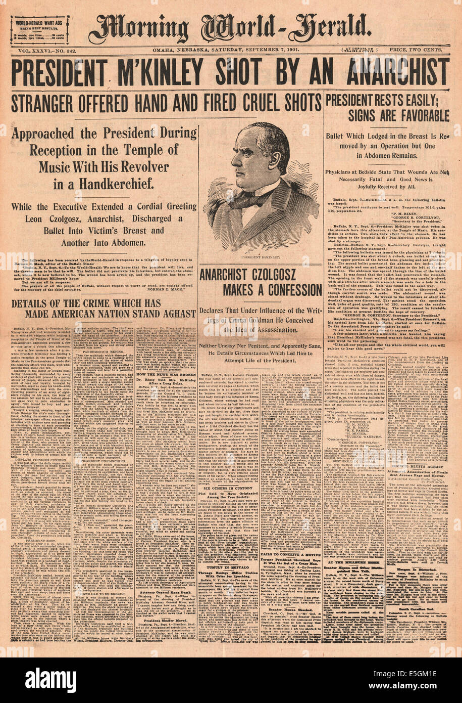 Mckinley Assassination Newspaper