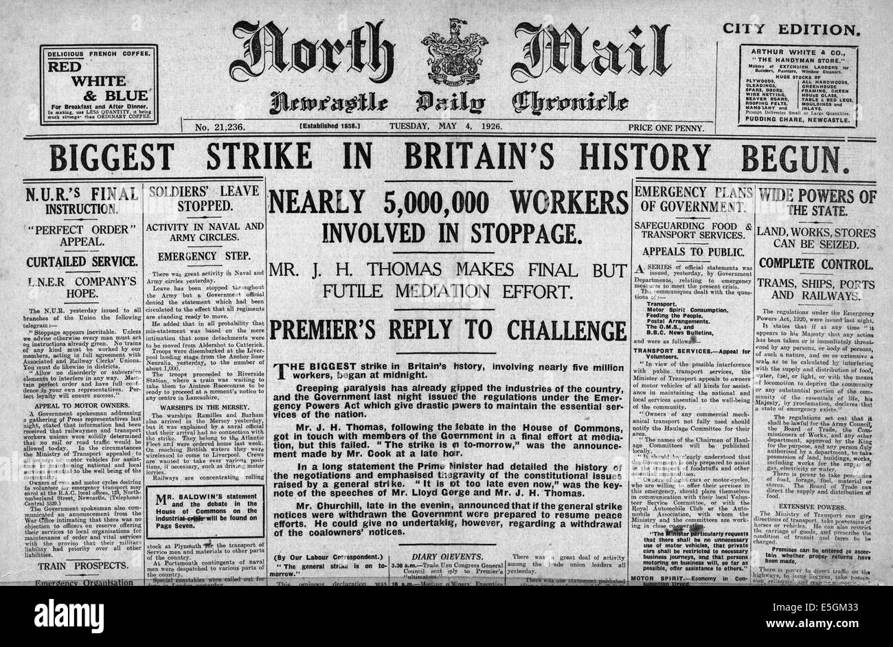 General strike 1926 churchill hi-res stock photography and images - Alamy