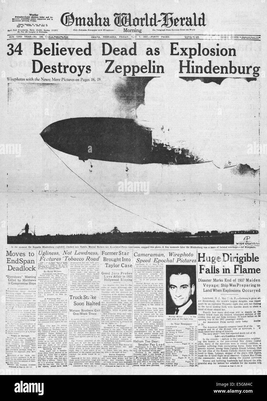 Hindenburg Disaster Newspaper Article
