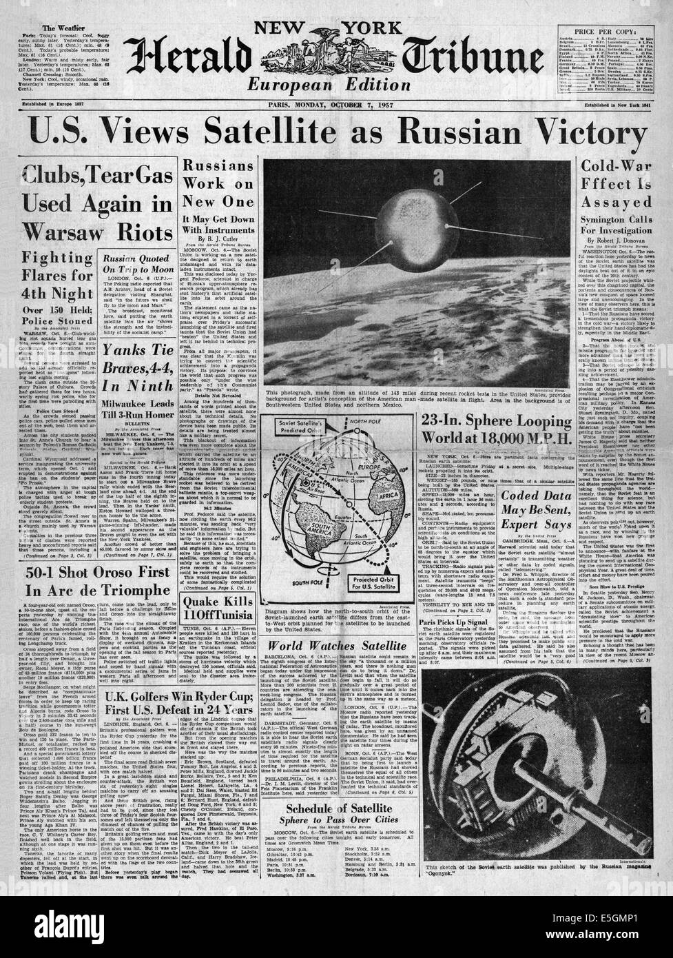 Sputnik 1957 newspaper hi-res stock photography and images - Alamy