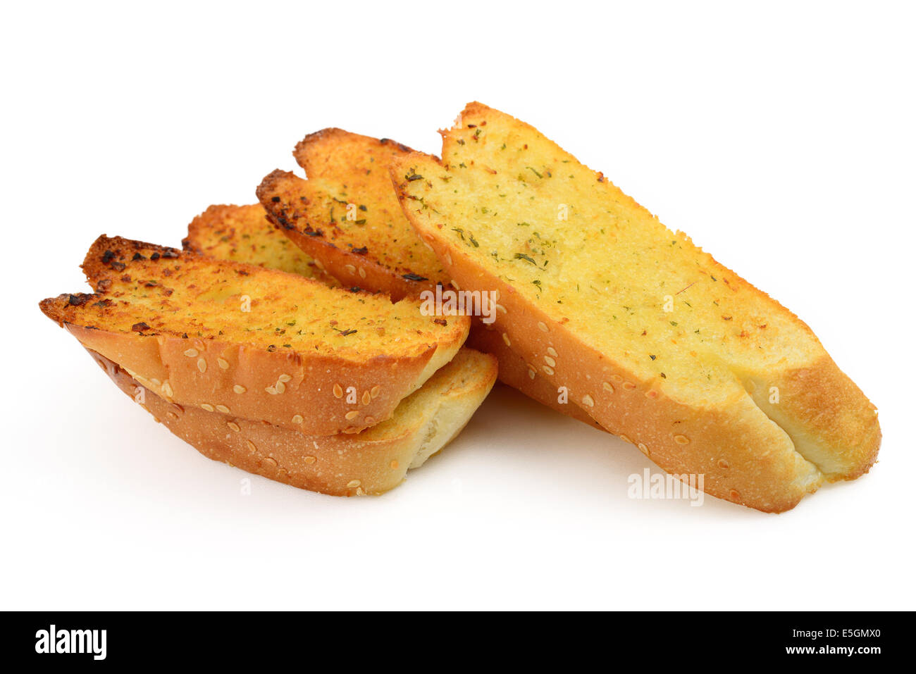 Garlic bread on white background Stock Photo - Alamy