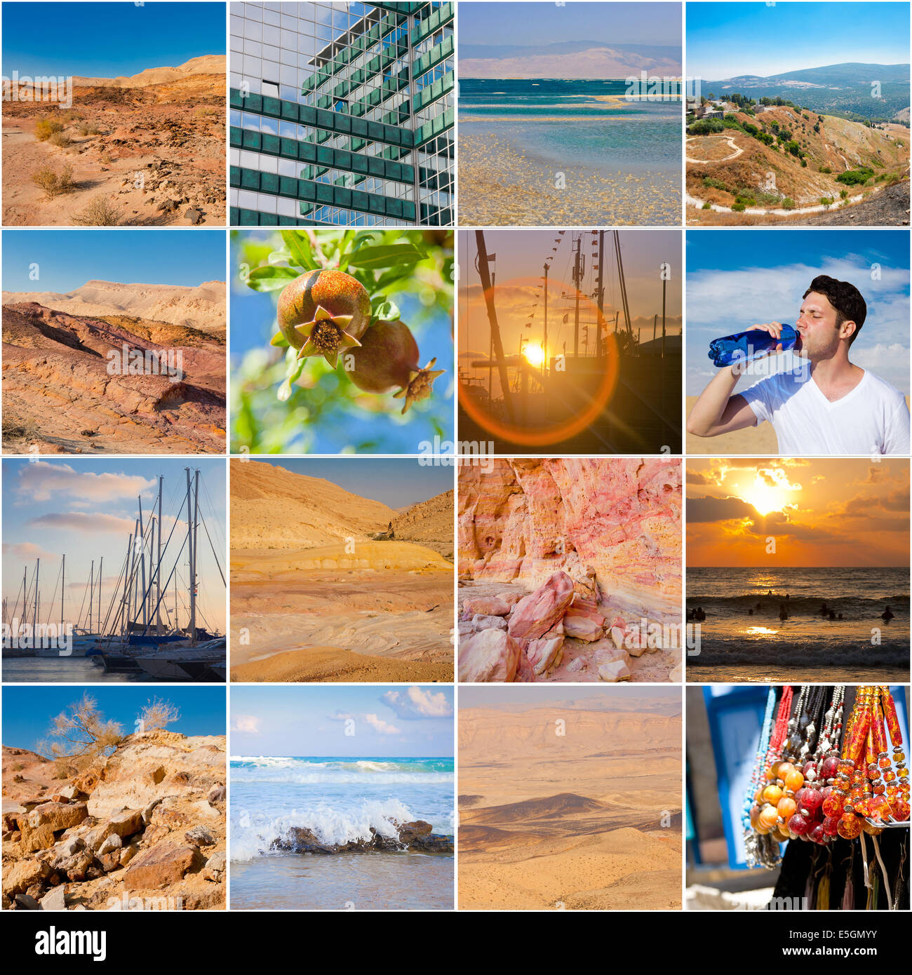 Square collage with the pictures of Israeli natural views - travel ...