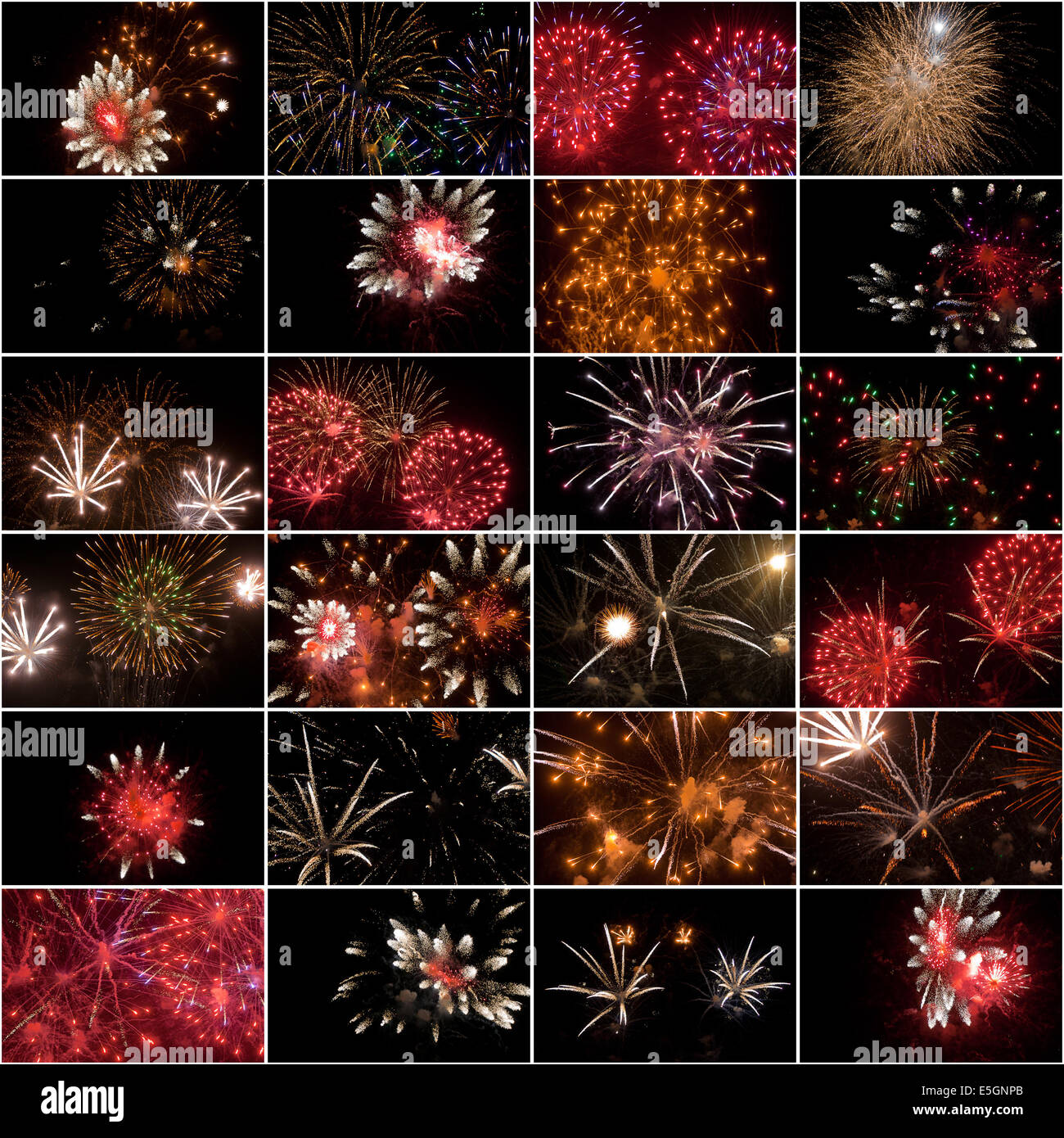 Square collage of various fireworks pictures 4x6 Stock Photo - Alamy