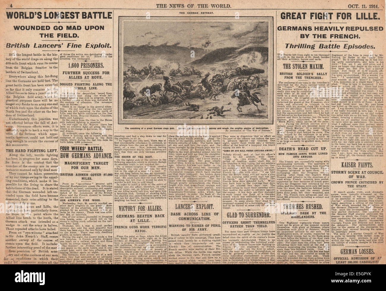 1914 News of the World page 4 reporting General war news from the ...