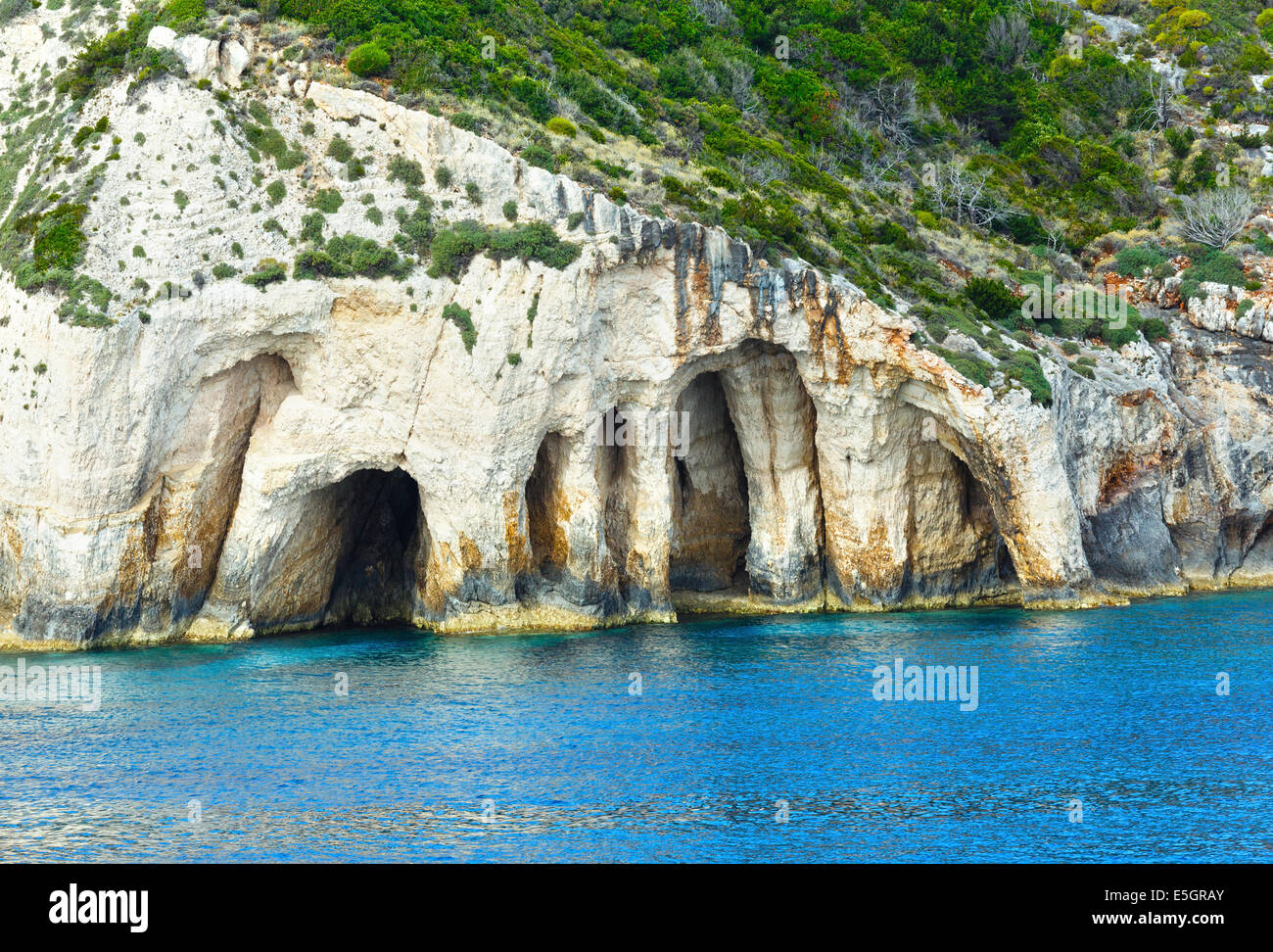 View of Blue Caves from ferry (Zakynthos, Greece, Cape Skinari Stock ...