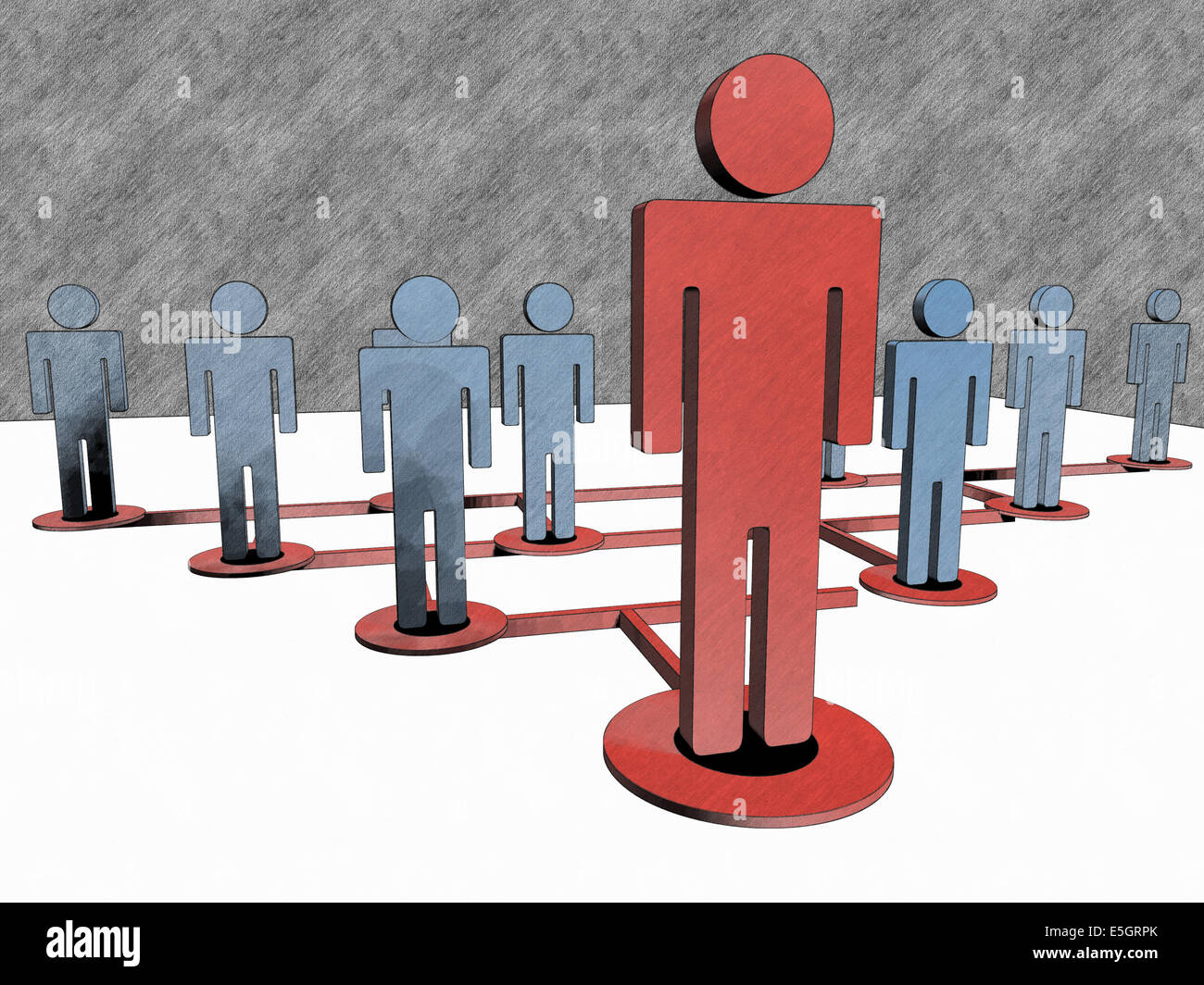 color pencil sketch of leader of a team Stock Photo - Alamy