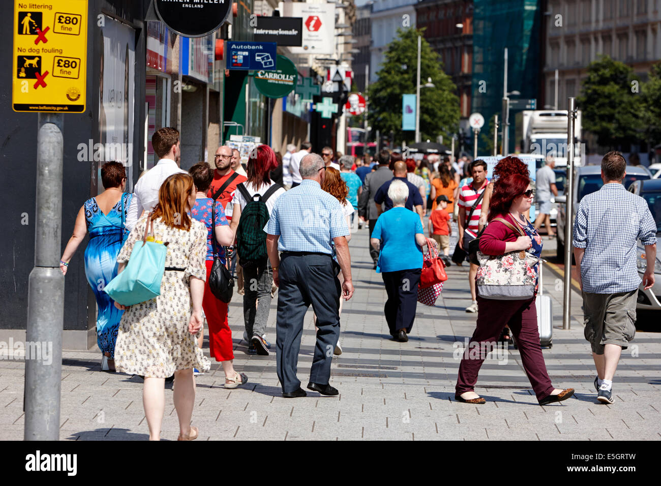 busy donegall place shopping street on a summers day Belfast city ...