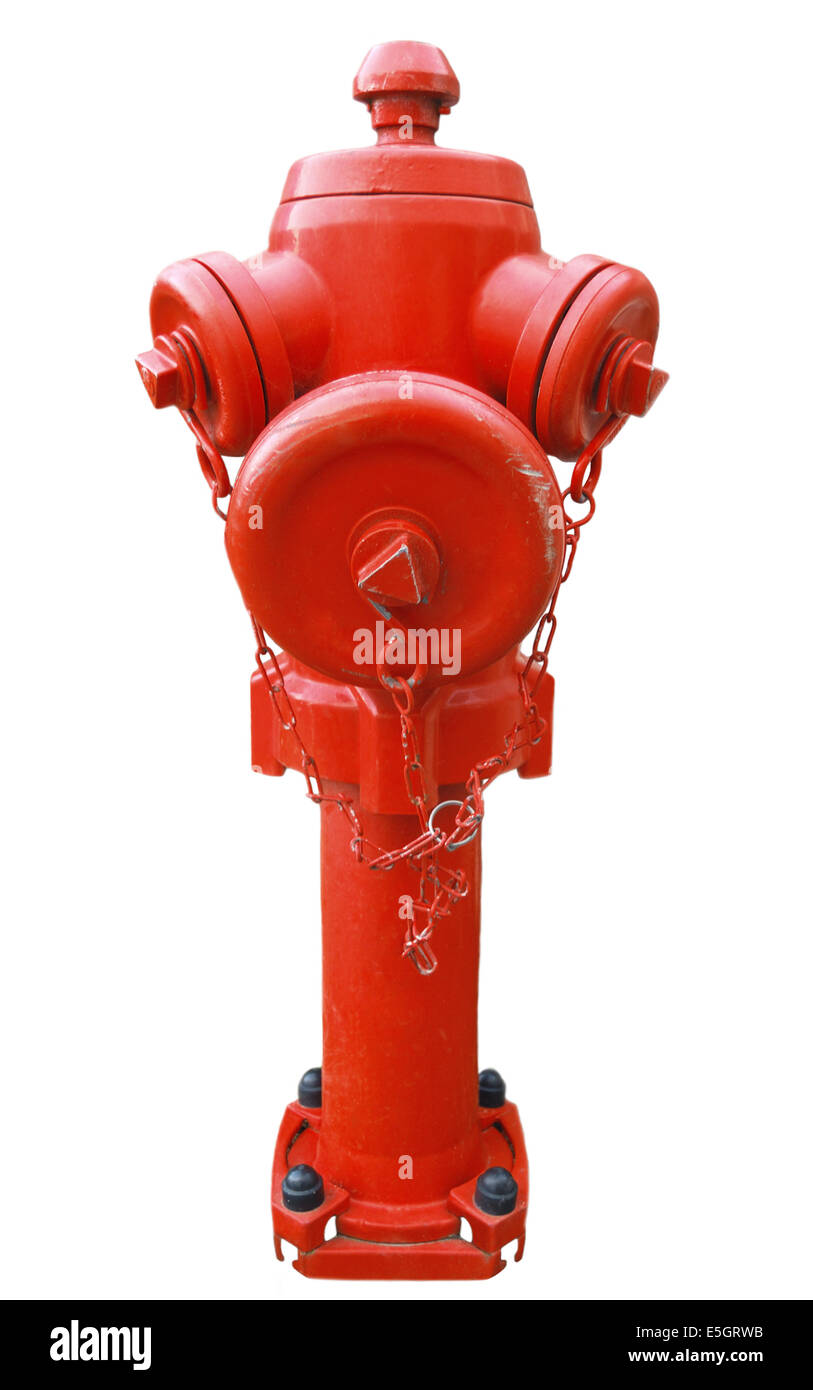 Closeup photo of isolated red fireplug on a white background Stock ...