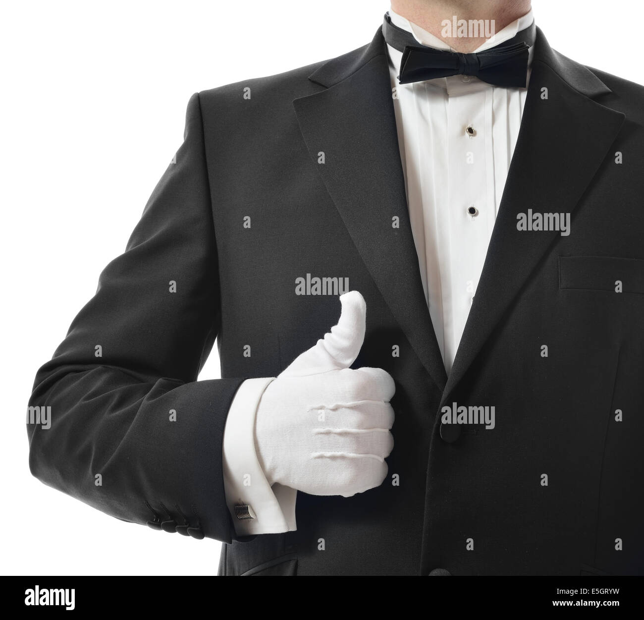 Concept for a good five star service with a thumbs up from the waiter ...