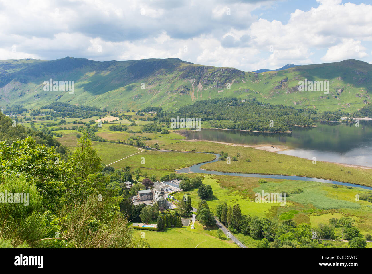 High Spy and maiden Moor mountains from Derwent Water Lake District ...