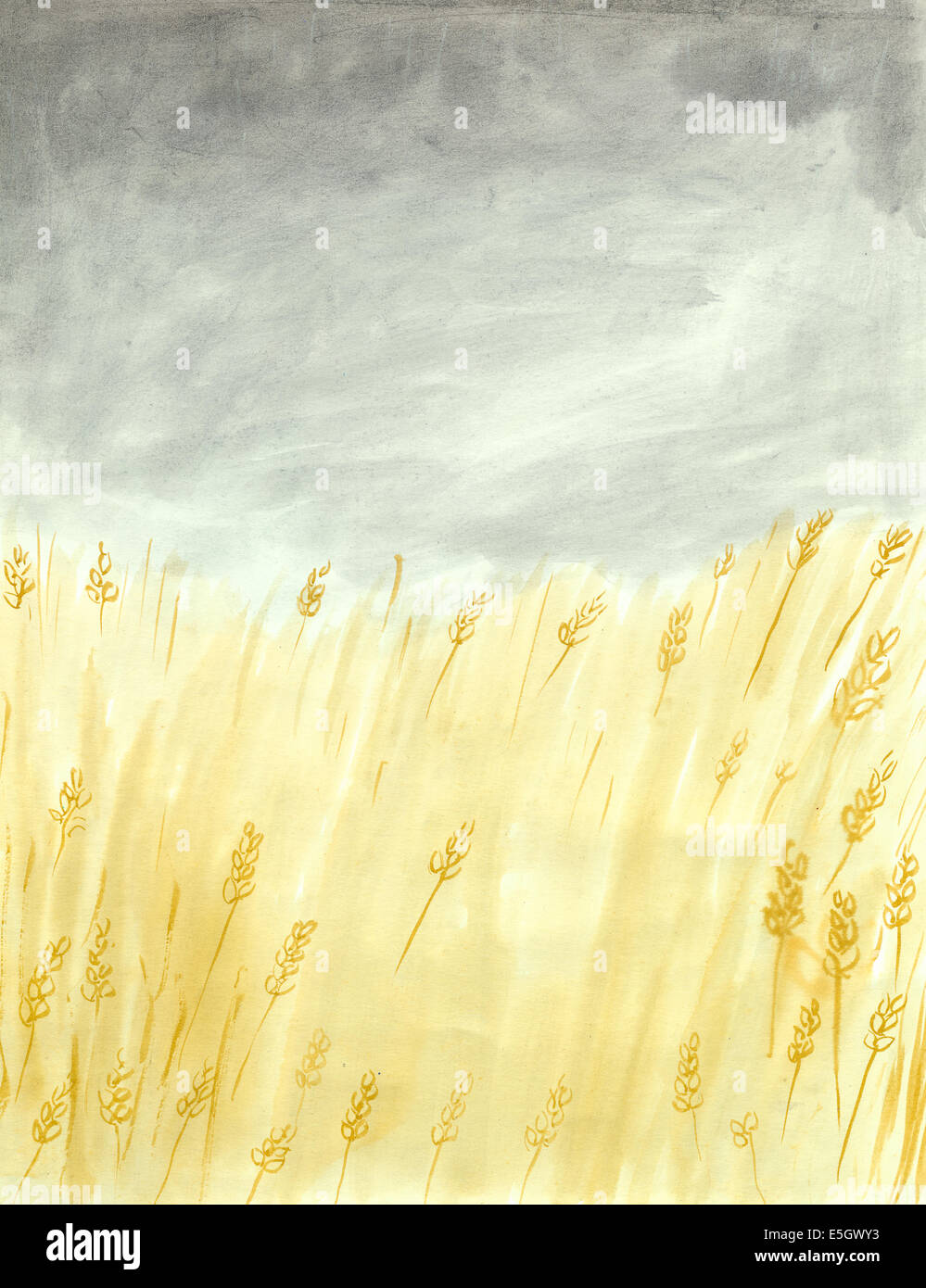 Acrylic illustration of wheat fields Stock Photo - Alamy