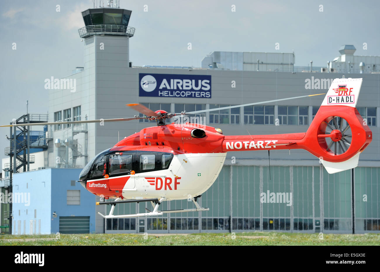 Donauwoerth, Germany. 31st July, 2014. An EC 145 T2 helicopter flies in ...