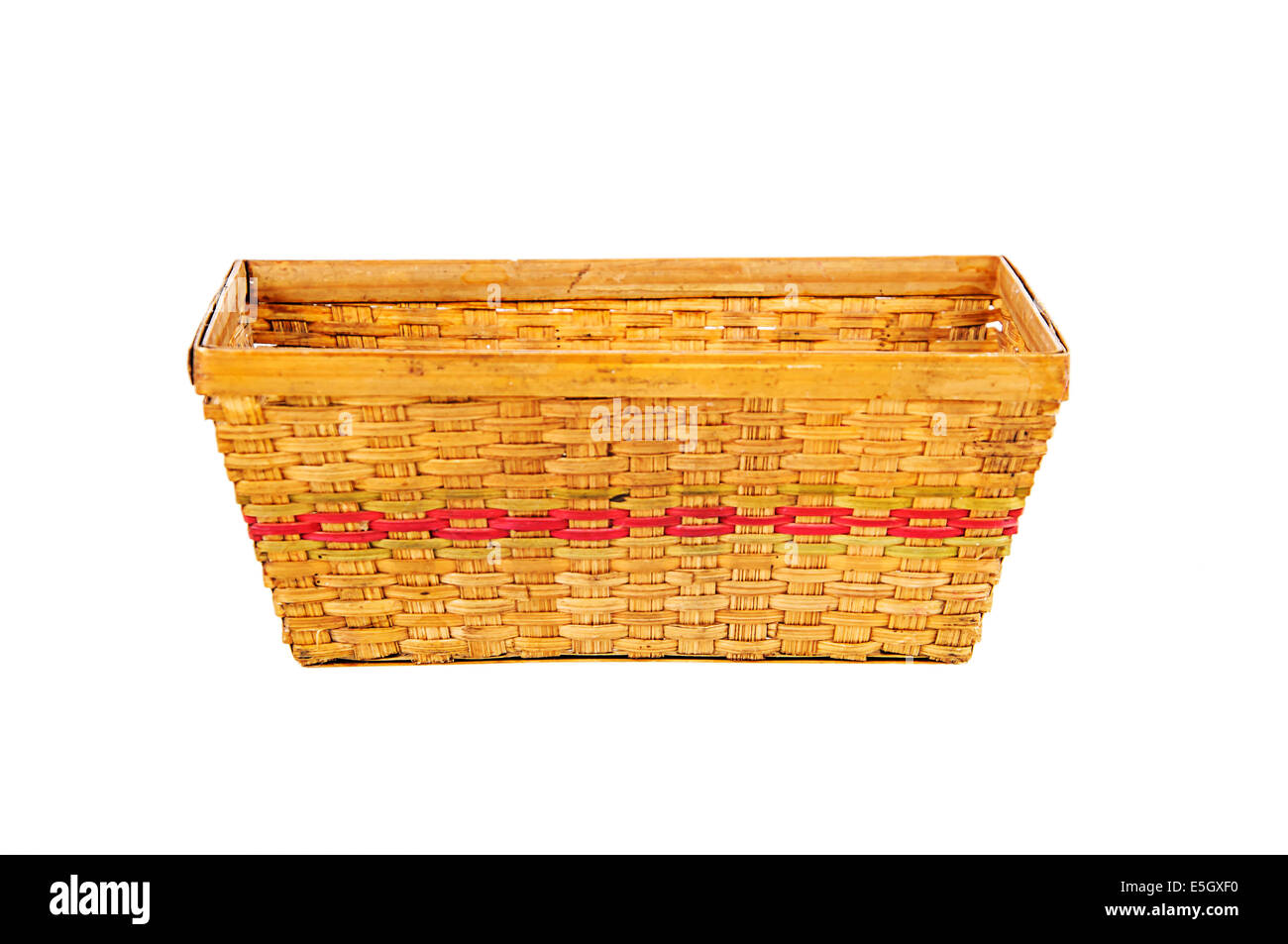 Empty bamboo basket isolated on white background Stock Photo - Alamy