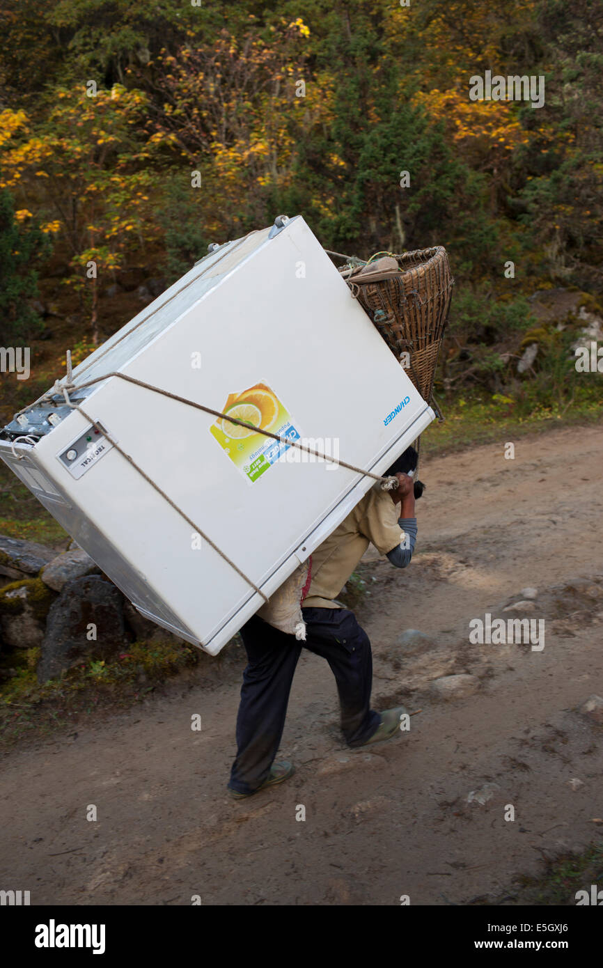 Sherpa's working in the Everest region in Nepal. Sherpa people are an ...
