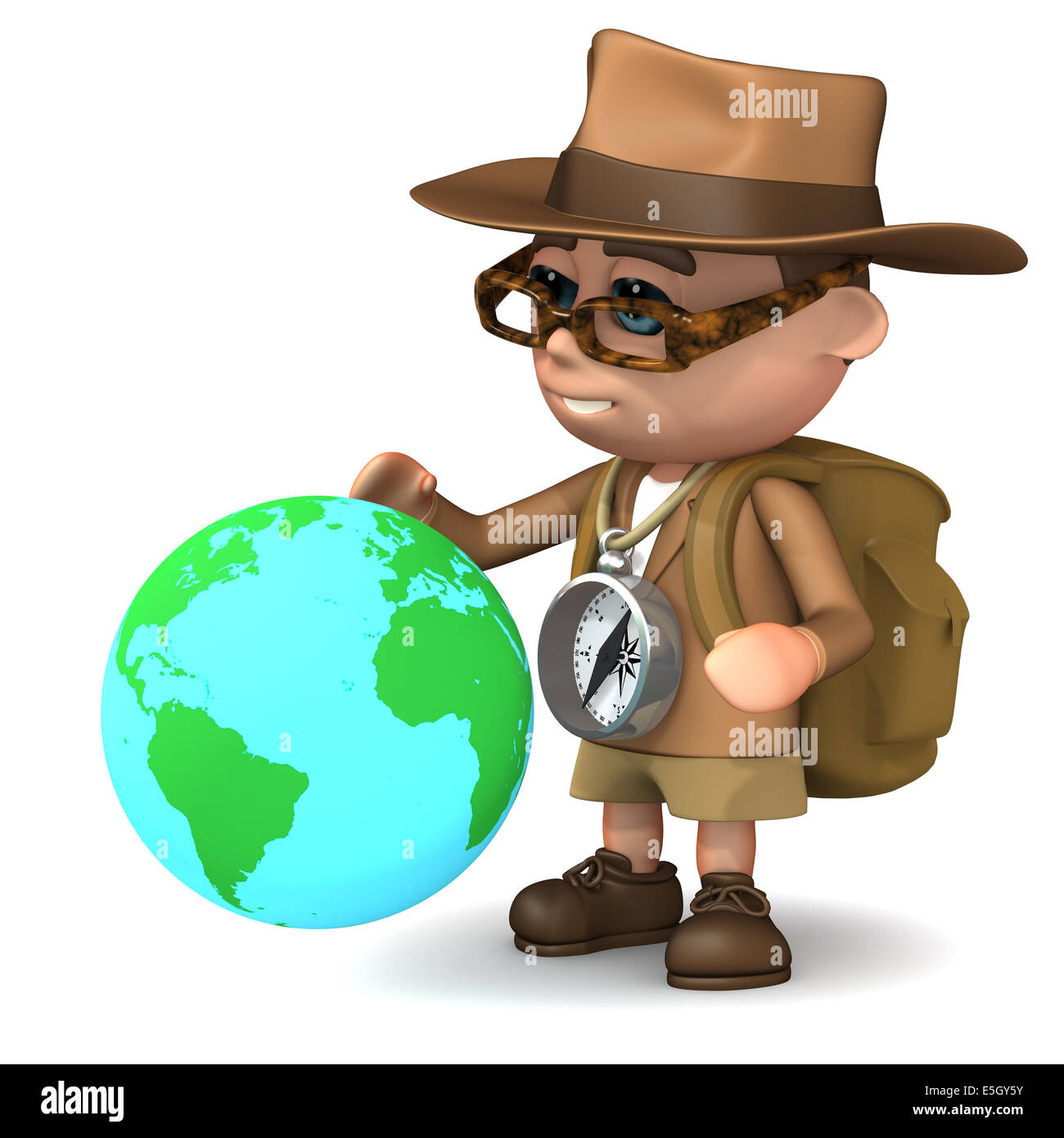 3d render of Explorer kid with globe of the Earth Stock Photo - Alamy