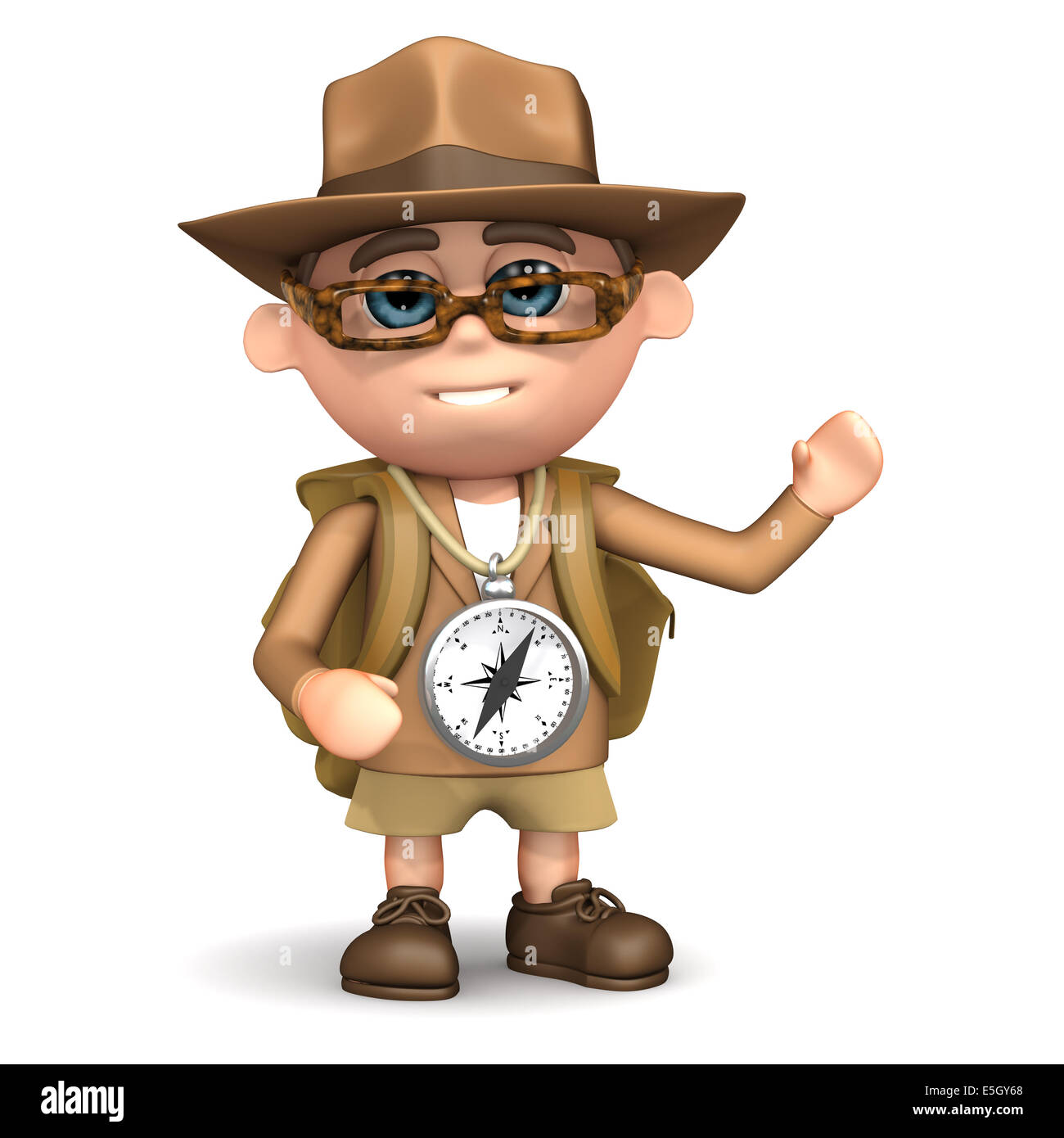 3d render of Explorer kid waving a friendly greeting Stock Photo - Alamy