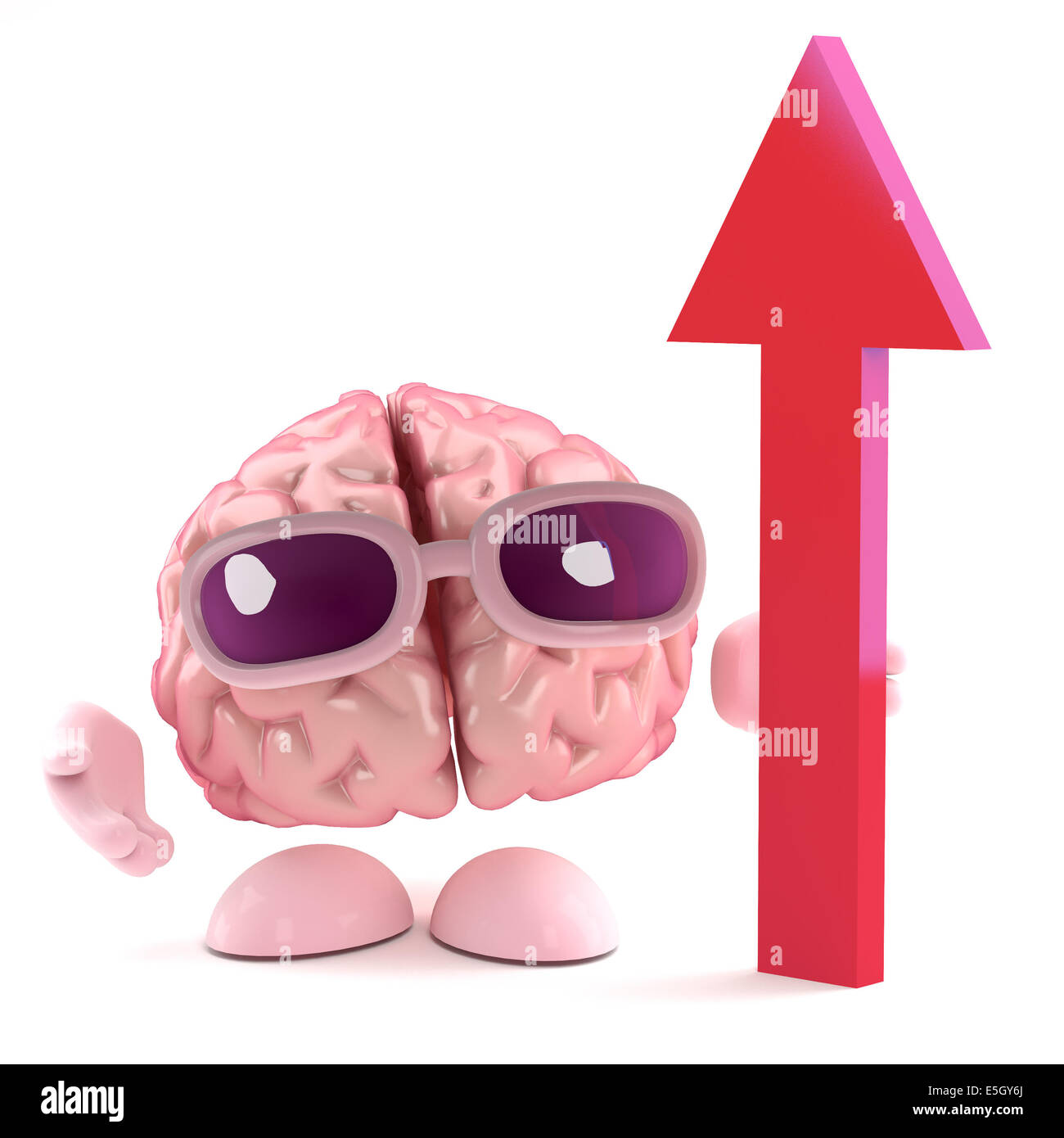 3d render of a brain with a red upward pointing arrow Stock Photo - Alamy