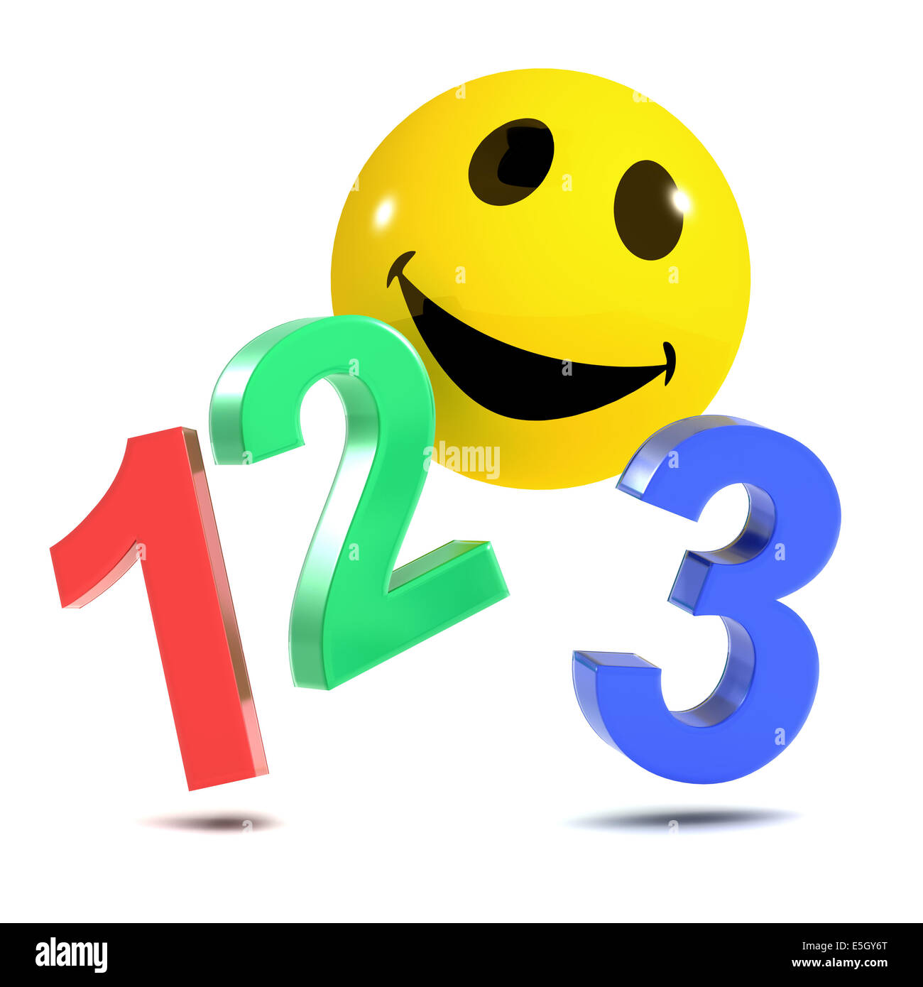 3d render of a smiley counting to 3 Stock Photo - Alamy