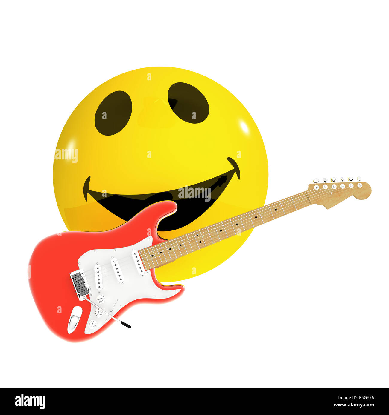 3d render of a smiley laughing and playing electric guitar Stock Photo ...