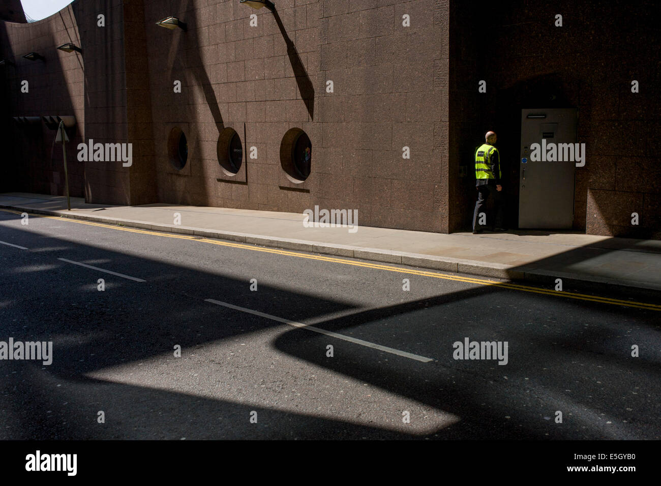 Security patrol in an urban landscape of modern architecture at ...