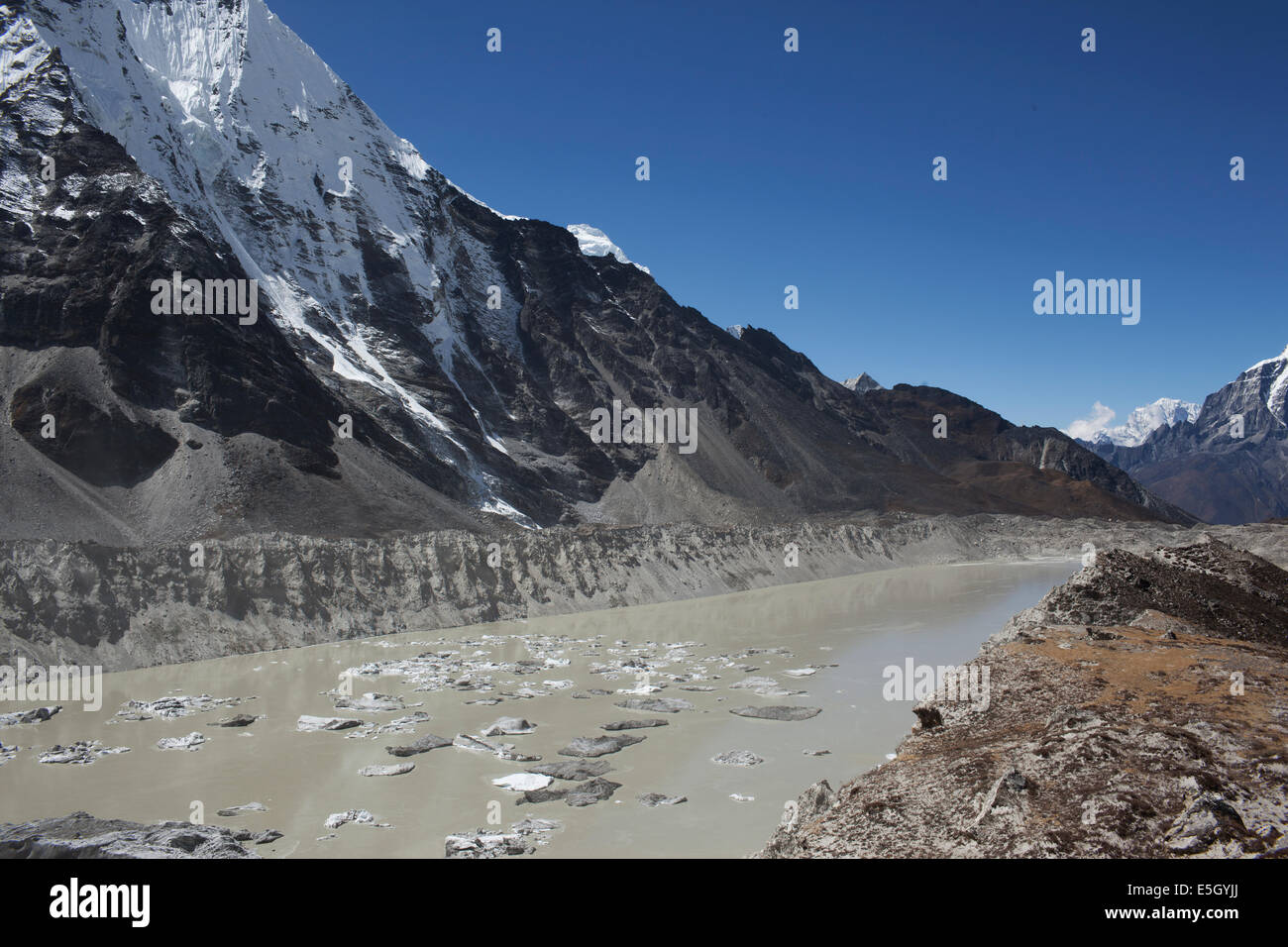 A view of Imja Tsho glaciel lake in the Everest region of Nepal Stock ...