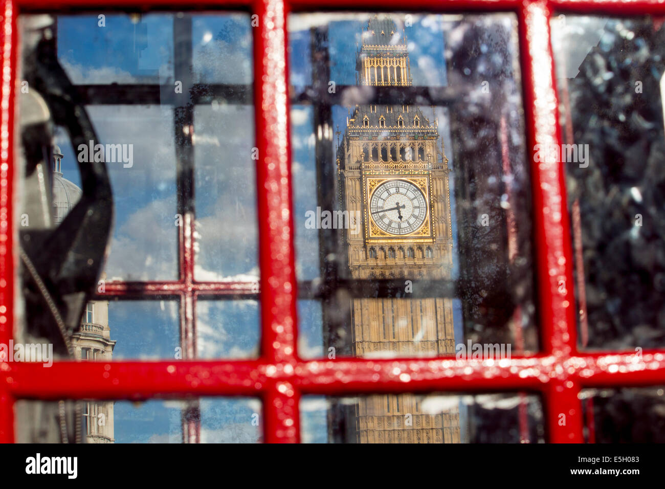 Big Ben Clock Tower of the Houses of Parliament seen through windows of ...