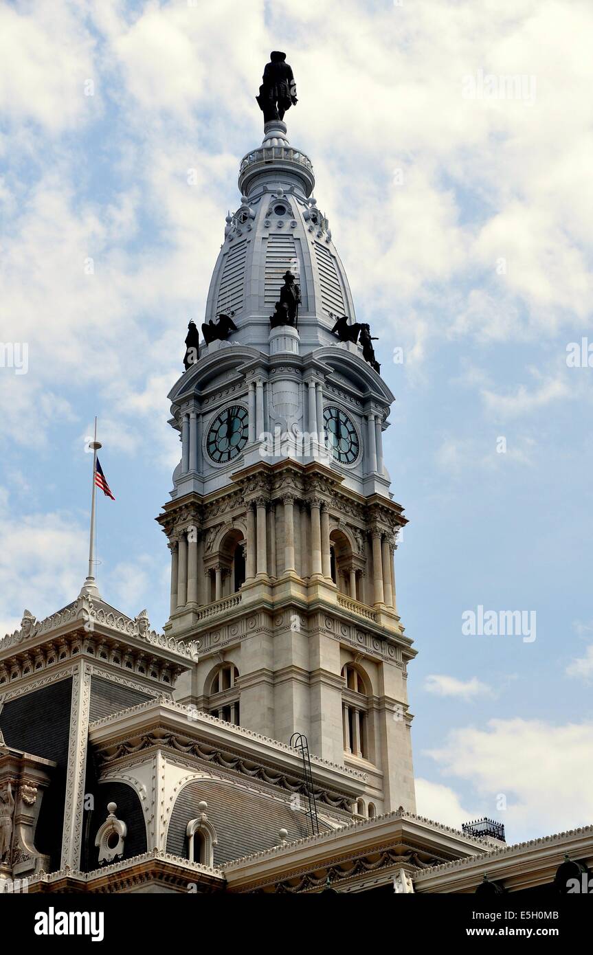 PHILADELPHIA, PENNSYLVANIA: The 548 foot high tower topped by Alexander ...