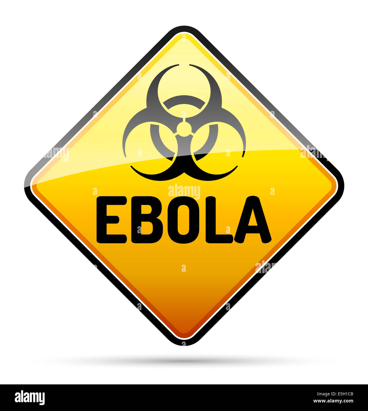 Ebola Biohazard virus danger sign with reflect and shadow on white ...