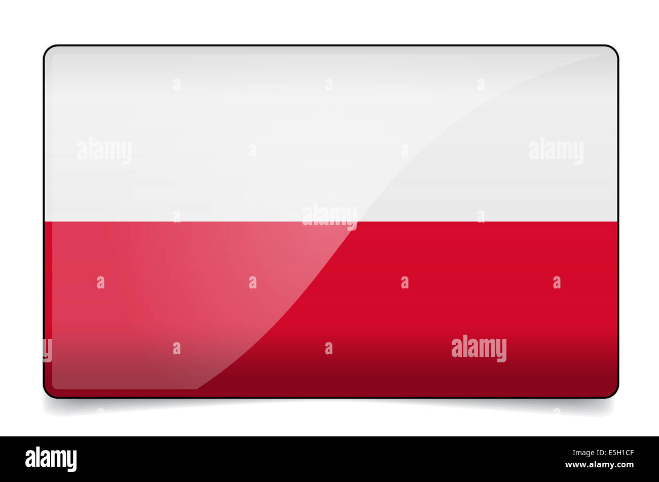 Poland flag button with reflection and shadow. Isolated glossy flag of ...