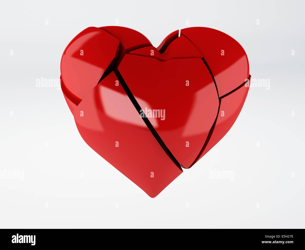 image of red broken heart on white background. 3d illustration Stock ...