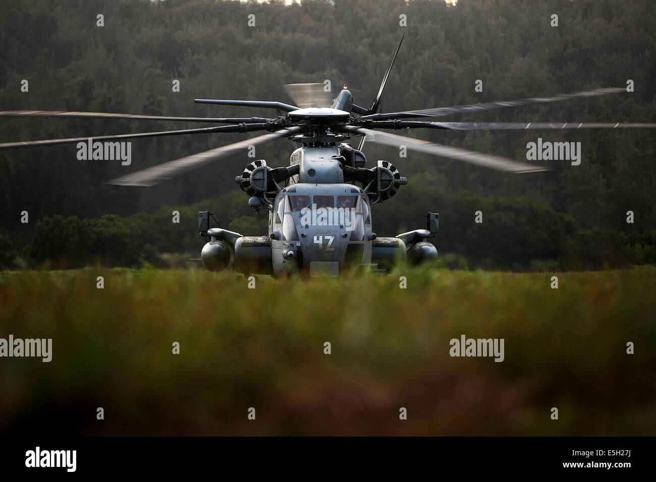 A CH-53E Super Stallion helicopter, callsign "Slayer," assigned to ...