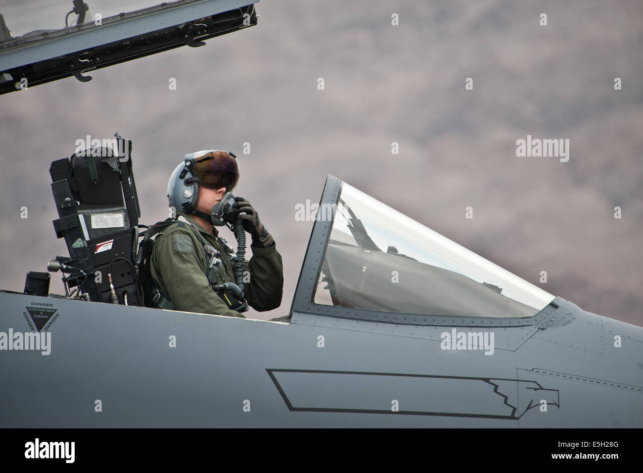 Prepares to close the canopy of his aircraft july 14 hi-res stock ...