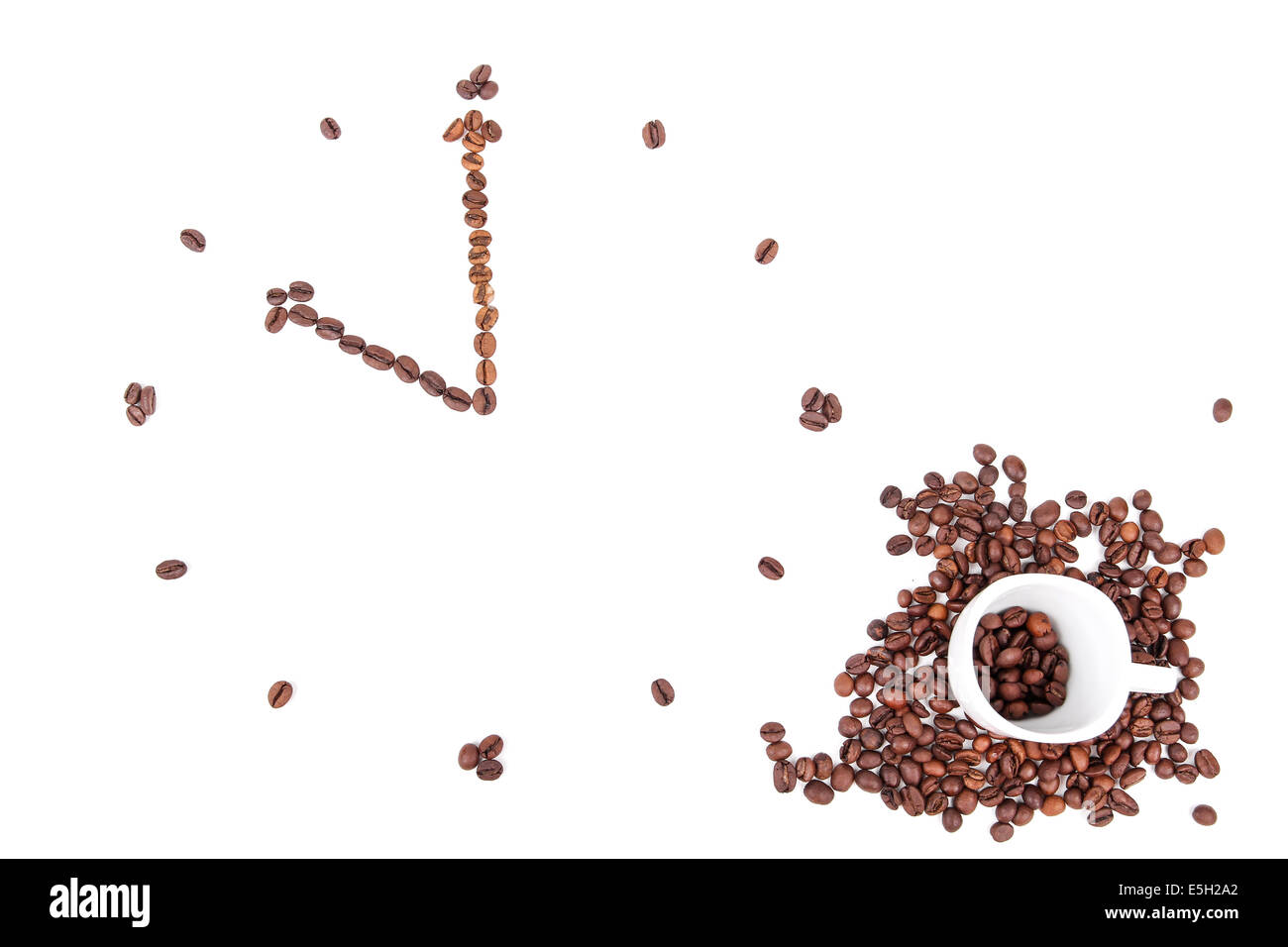 Clock made of coffee beans, breakfast time Stock Photo - Alamy