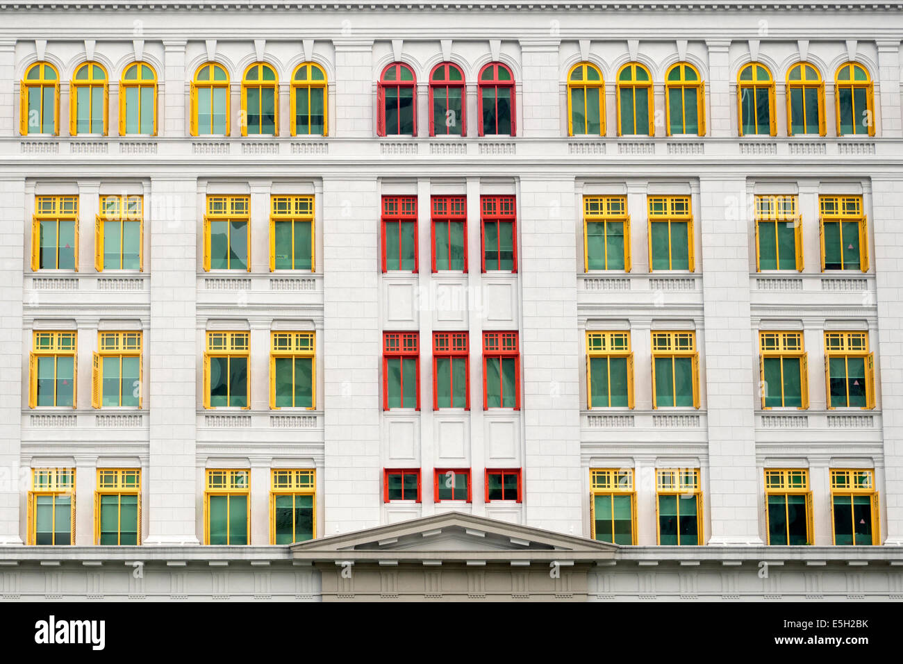 colorful windows of old police station building in Singapore Stock ...