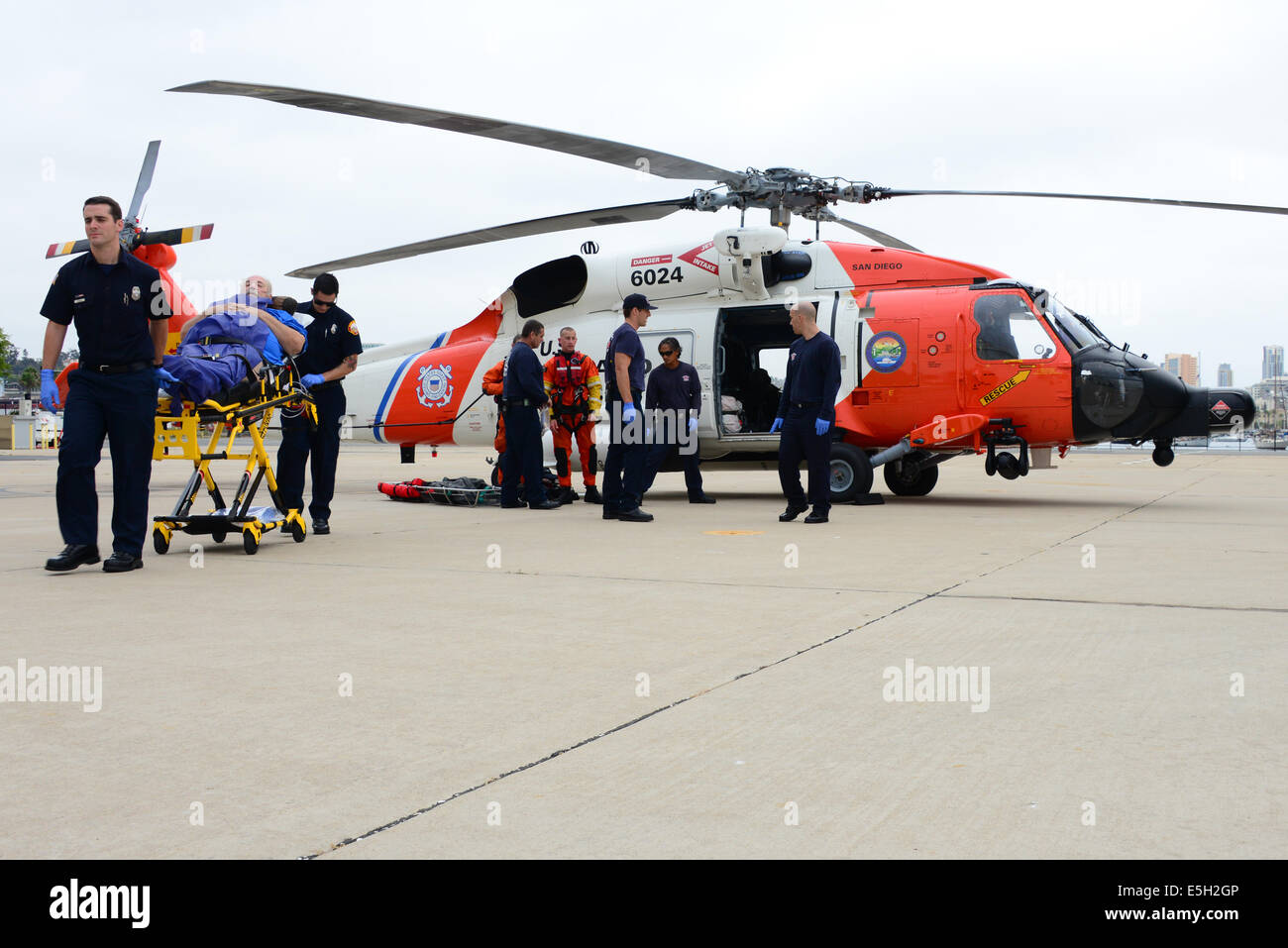 A U.S. Coast Guard MH-60 Jayhawk helicopter assigned to USCG Sector San ...