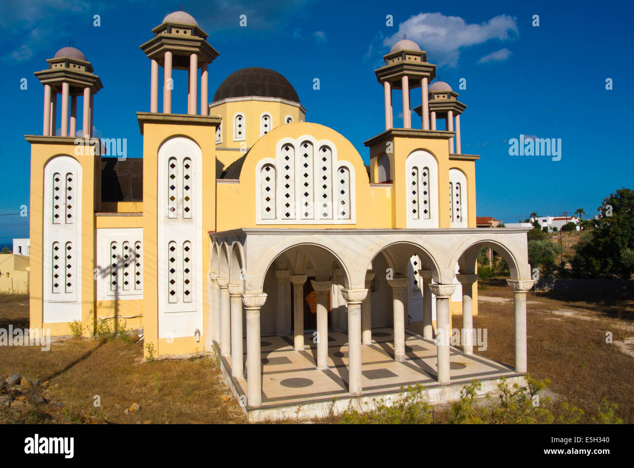 Greek Orthodox church, Lindos town, Rhodes island, Dodecanese islands ...
