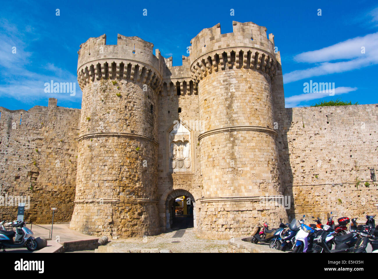 Marine gate, seen from the harbourside, Rhodes town, Rhodes island ...