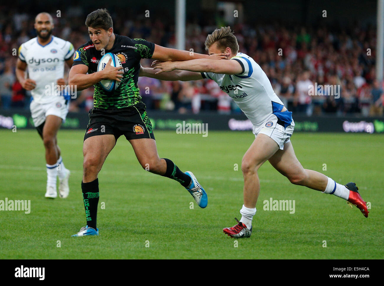 Gloucester, UK. 31st July, 2014. Premiership Rugby 7s. Group B Exeter ...
