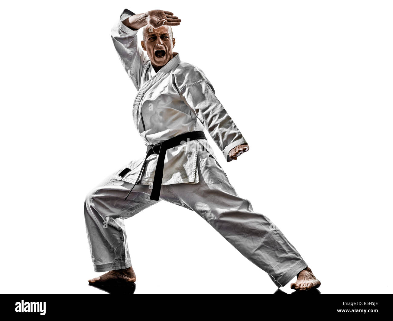 one karate kata training man isolated on white background Stock Photo ...