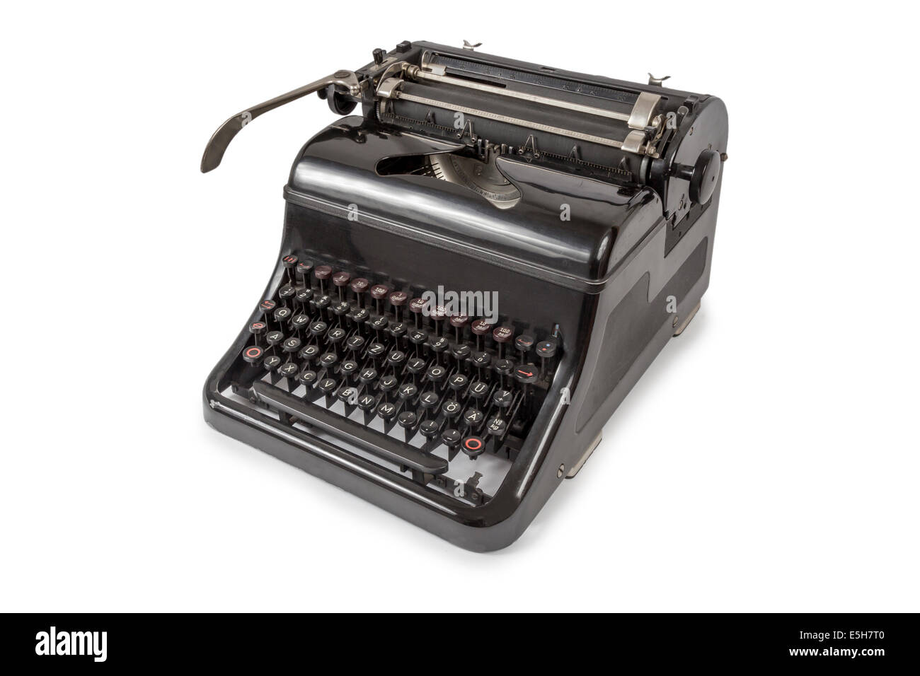 Black old Typewriter isolated on white background Stock Photo - Alamy